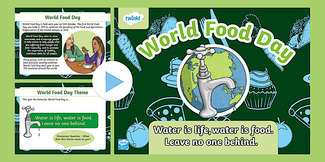 World Food Day PowerPoint with Quiz 3-6 (teacher made)