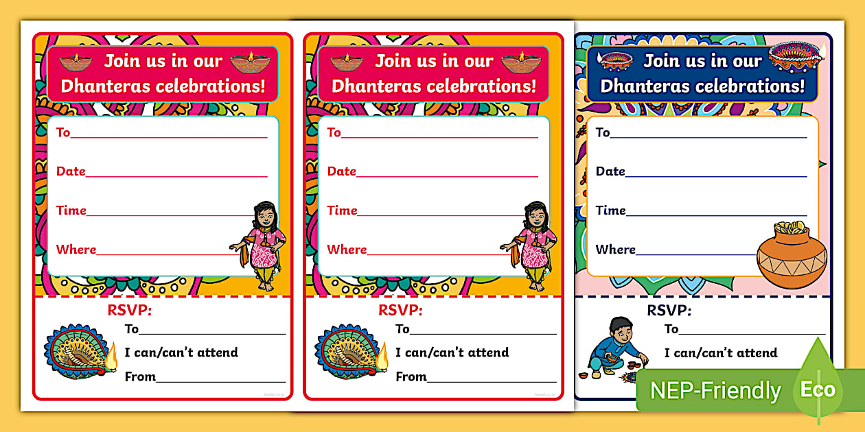 Dhanteras Invitation Cards | Invitation Cards | Twinkl