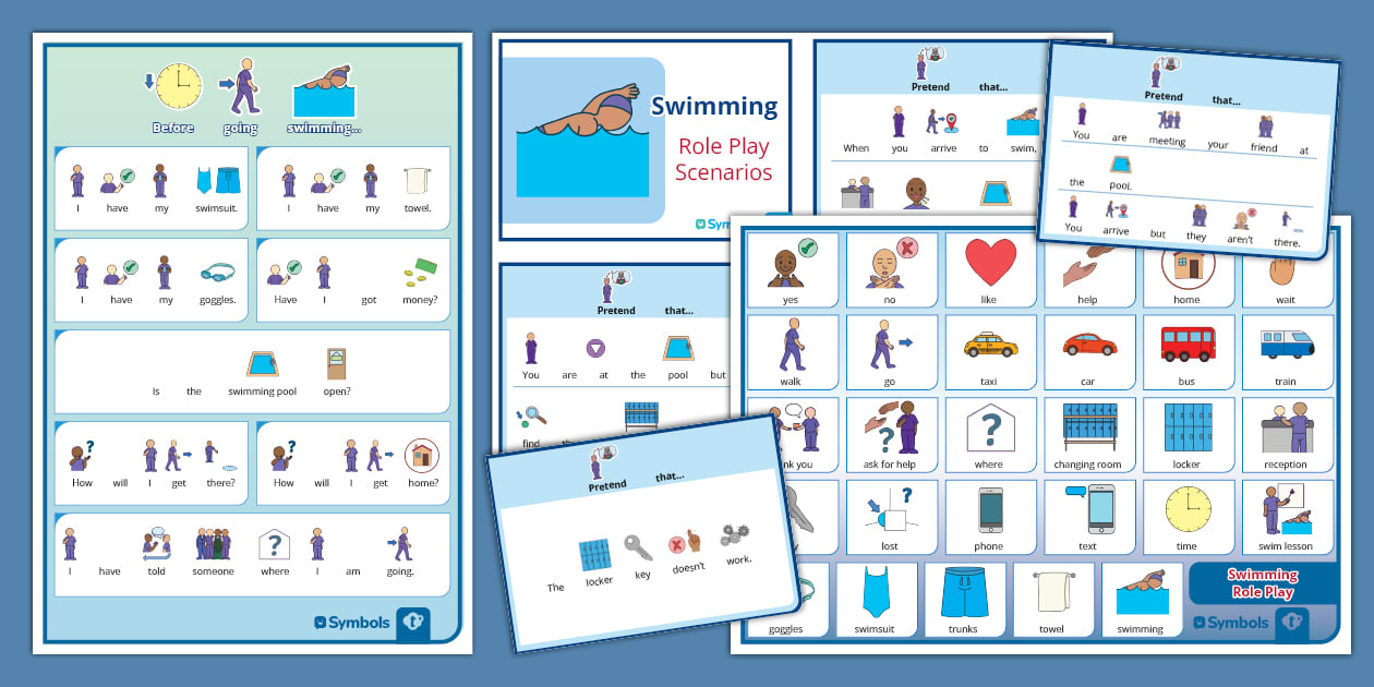 Twinkl Symbols: Older Learners: Swimming Role Play Scenarios