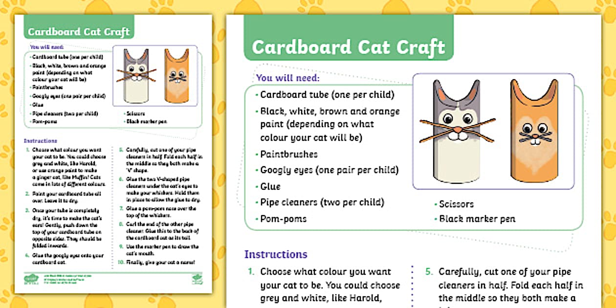 Simple Cat Craft Instructions (teacher made) - Twinkl