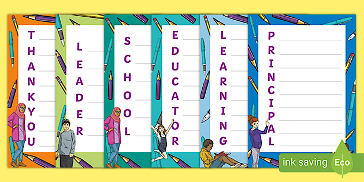 Principal’s Day Acrostic Poem (teacher made) - Twinkl