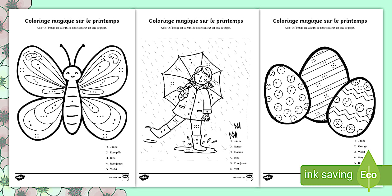 👉 Spring French Color by Number French (Teacher-Made)