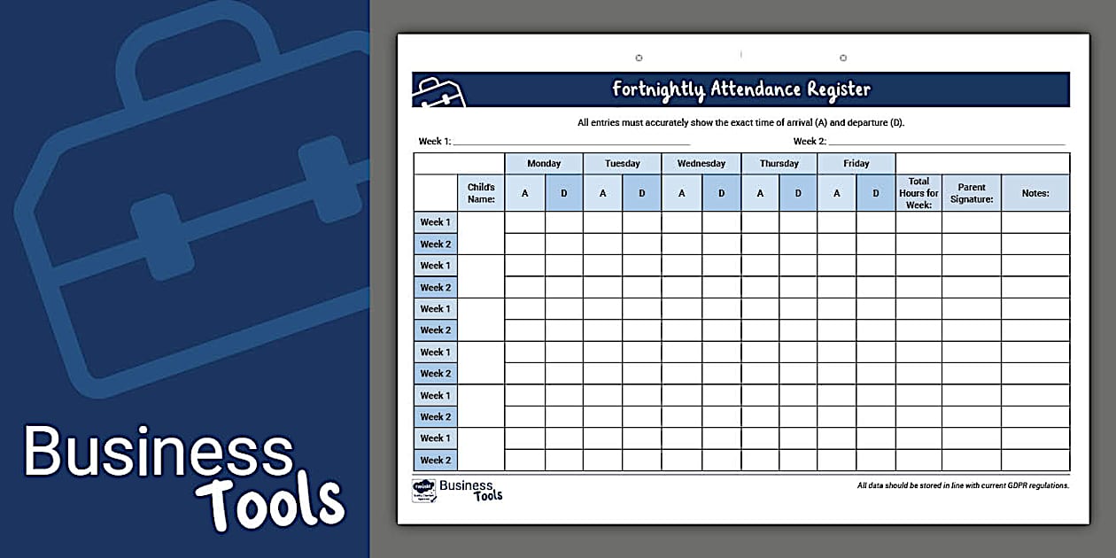 Fortnightly Attendance Register (teacher made) - Twinkl