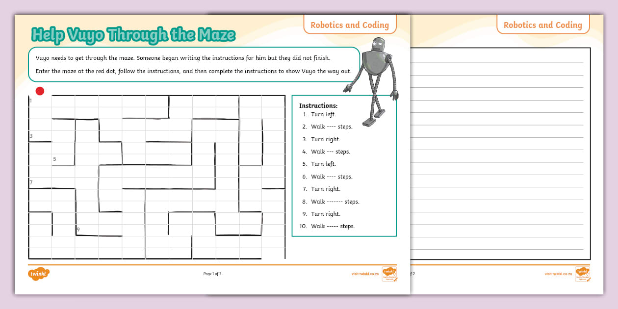 Robotics and Coding - Help Vuyo Through the Maze - Twinkl