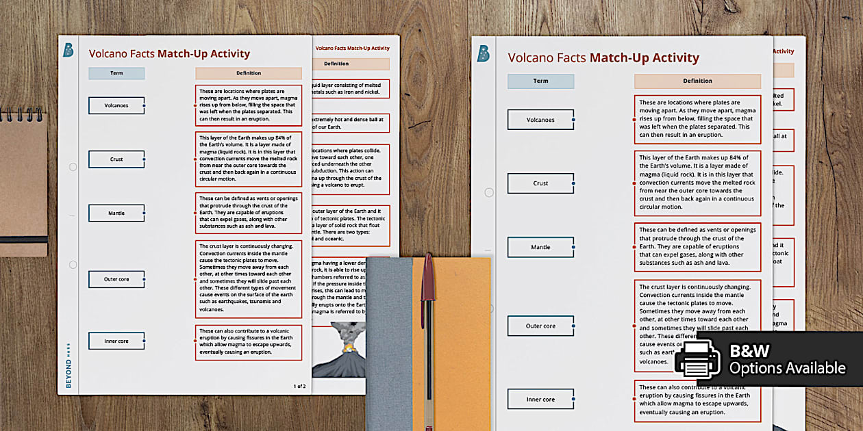 Volcano Facts Match-Up Activity (teacher made) - Twinkl