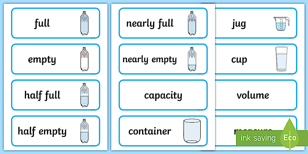Capacity Word Cards (teacher made) - Twinkl