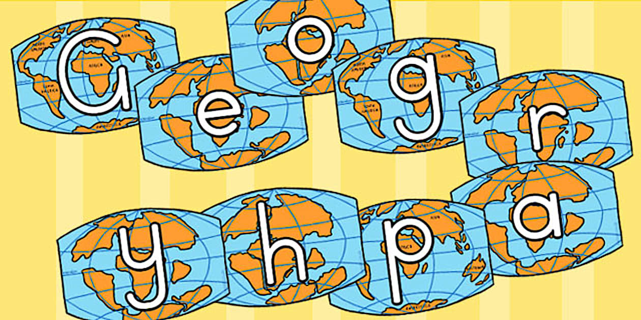 Geography on Maps Display Cut Outs (Teacher-Made) - Twinkl