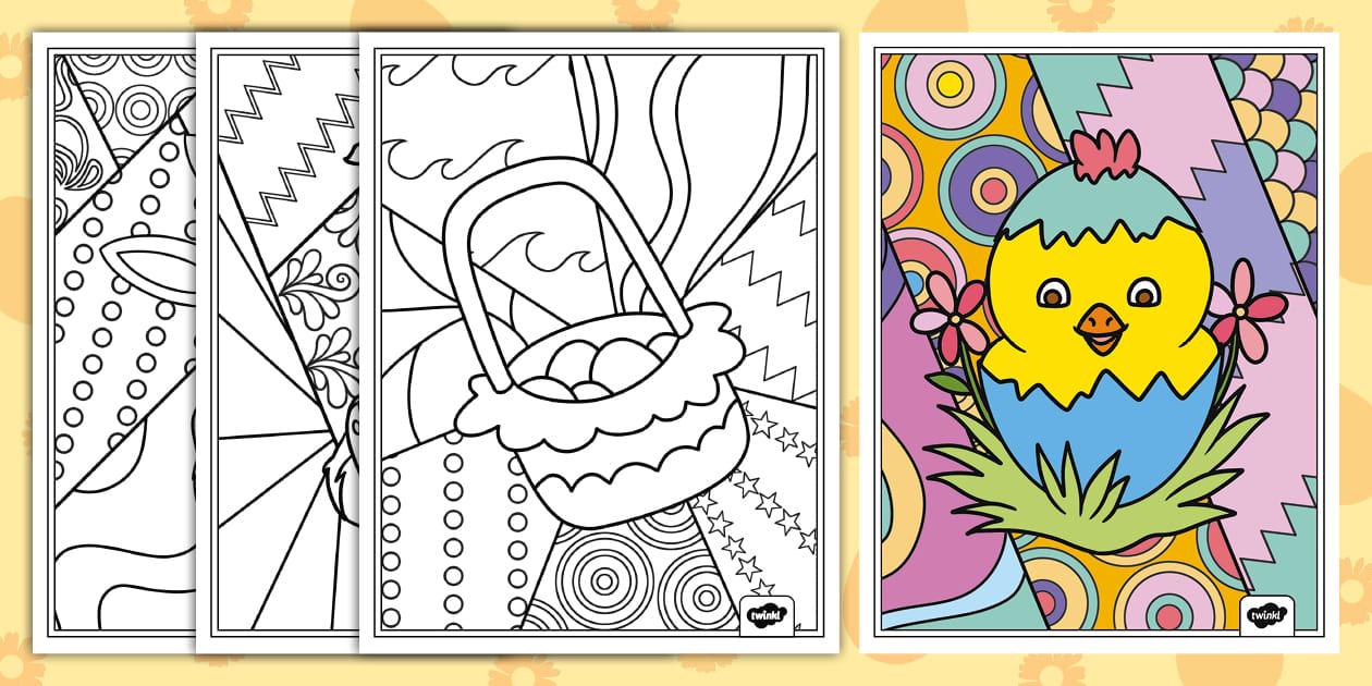 Easter Pop Art Coloring Pages (teacher made) - Twinkl