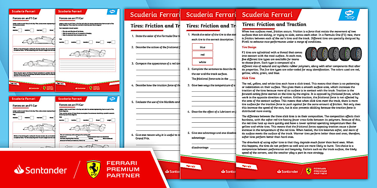 FREE! - Scuderia Ferrari F1: Forces in F1 Worksheet for 6th-8th Grade