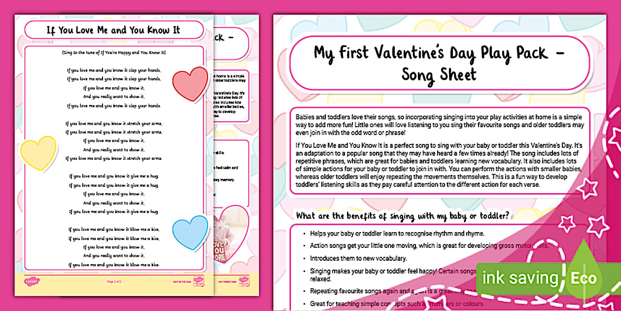 My First Valentine's Day Song Sheet (teacher made) - Twinkl