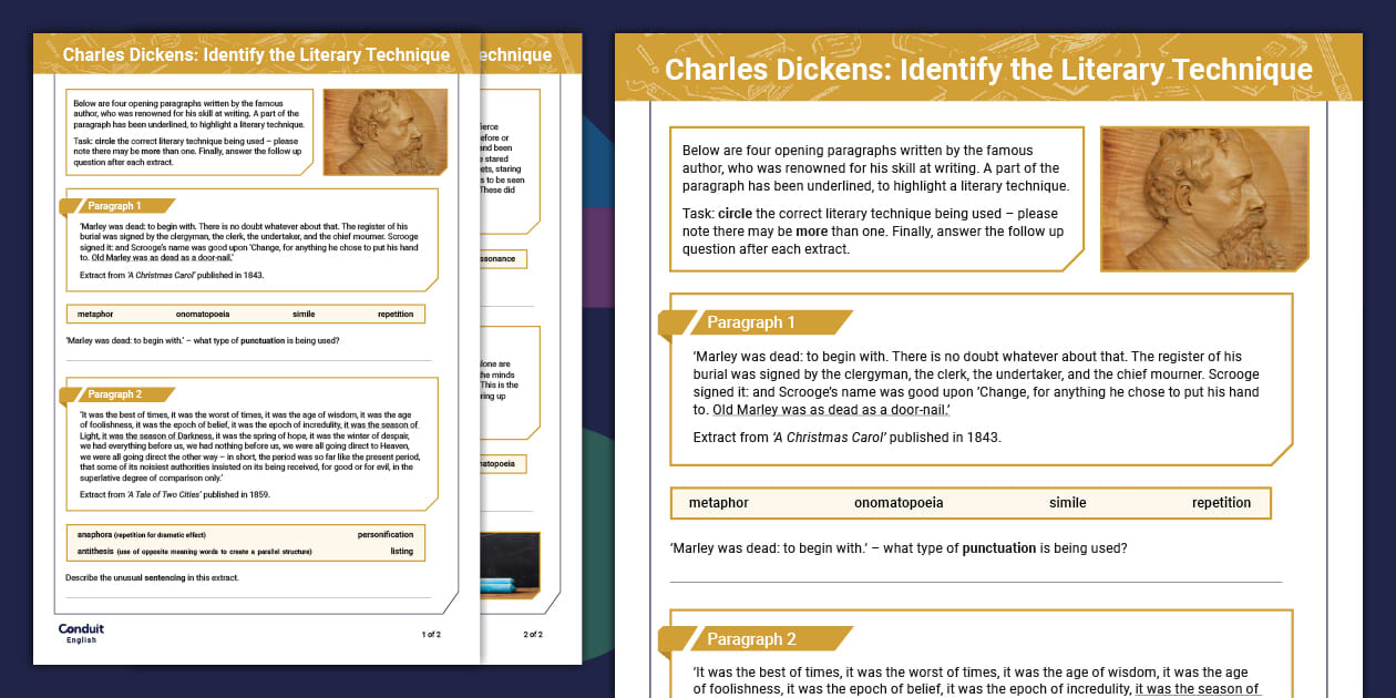 Charles Dickens: Identify the Literary Technique - Twinkl