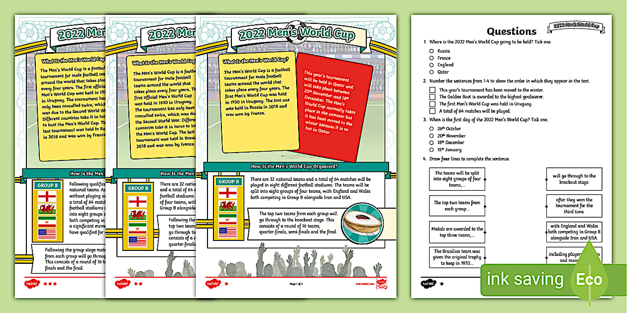 LKS2 2022 Men's World Cup Differentiated Reading Comprehension