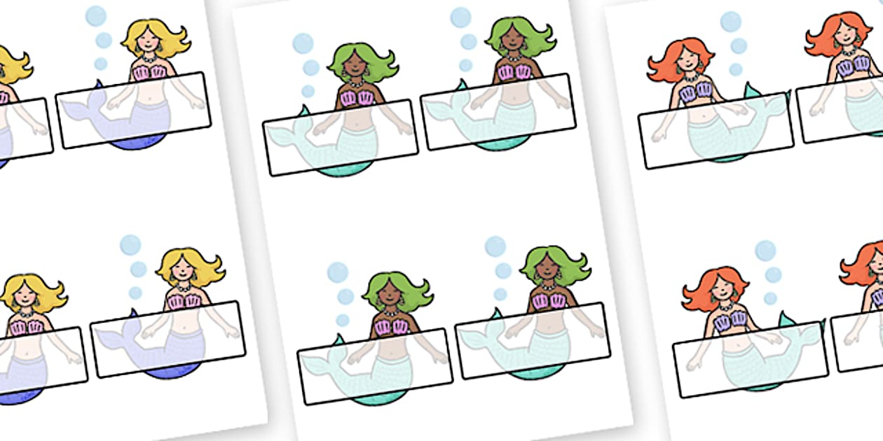 Editable Self-Registration Labels (Mermaids) (teacher made)