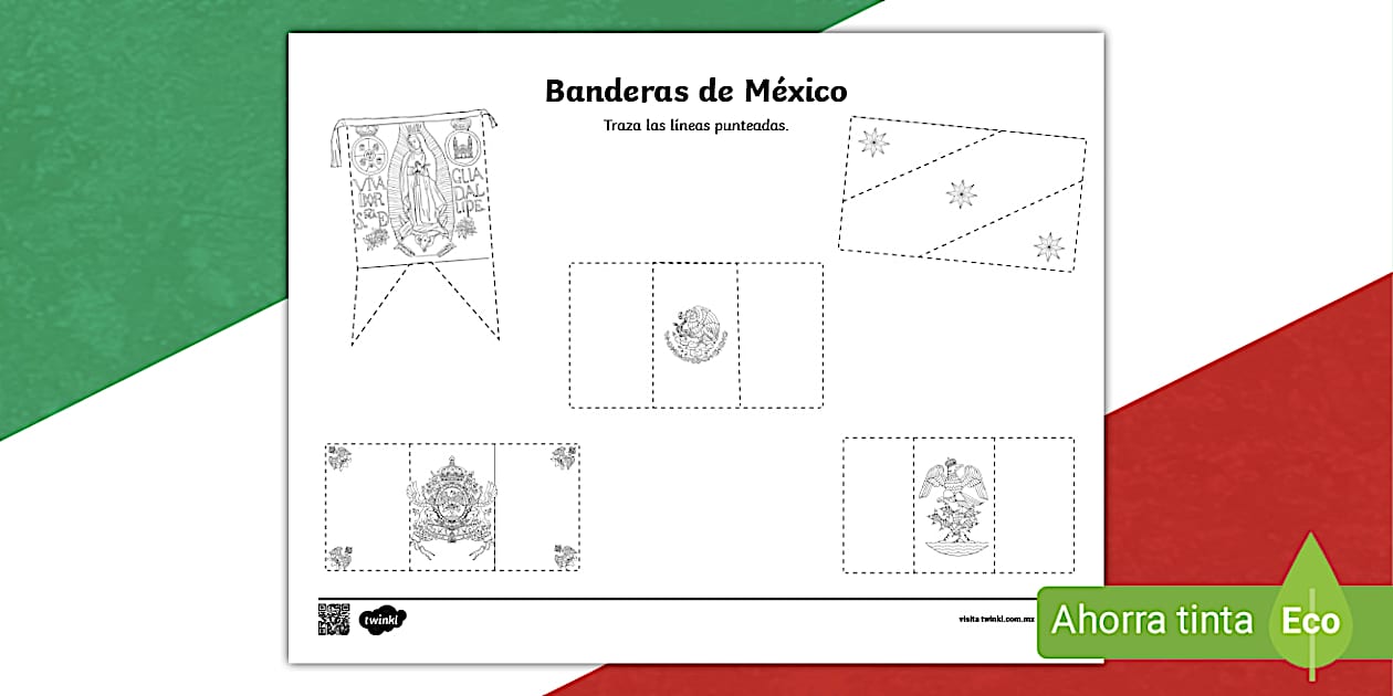 Hoja de trazo: Banderas de México (professor feito)