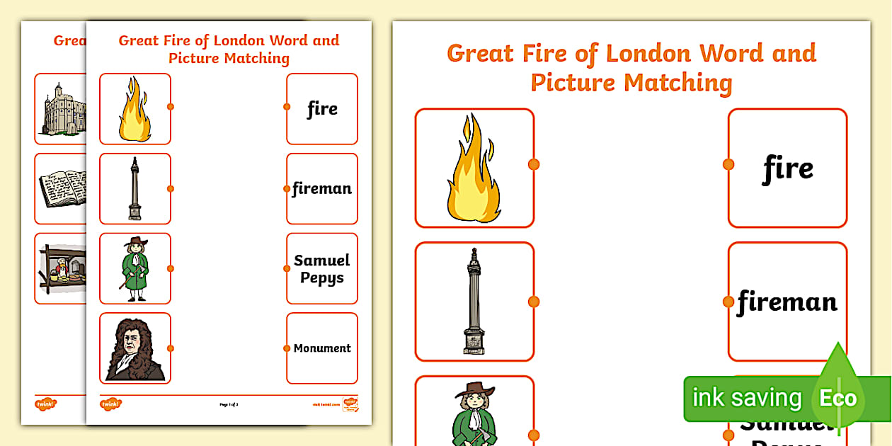 Great Fire of London Pictures and Words Primary Resource KS1