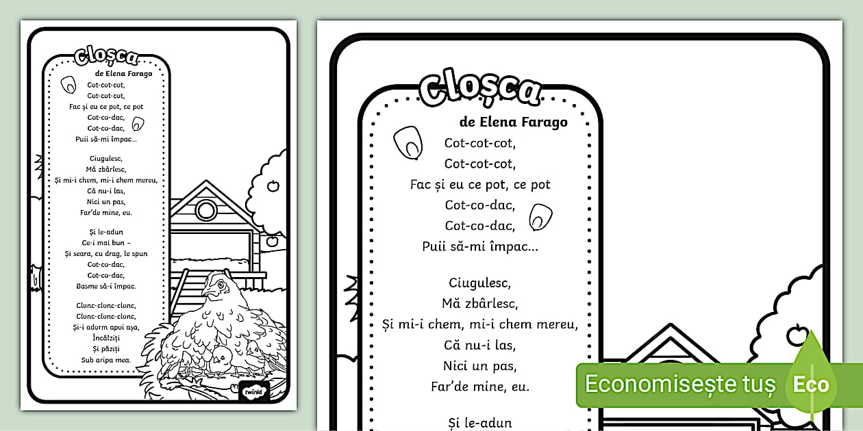 Cloșca de Elena Farago – Desen de colorat (Teacher-Made)