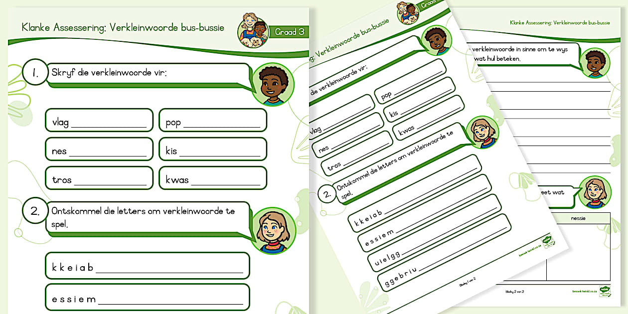 Graad 3 Klanke Assesseering Verkleinwoorde bus-bussie