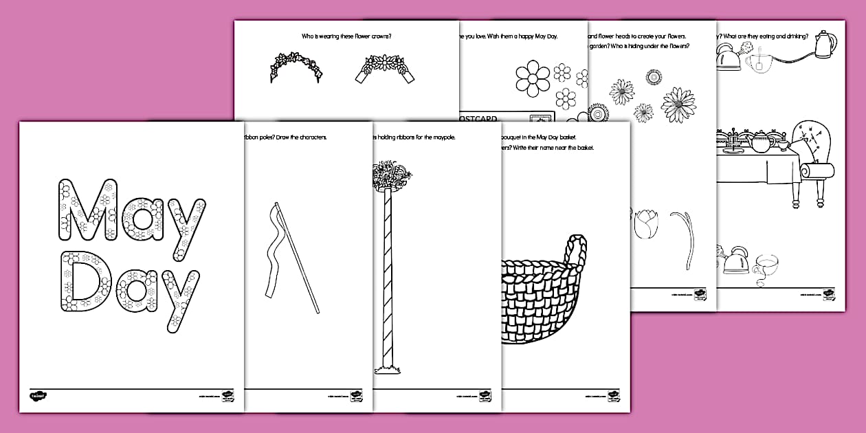 May Day Open-ended Coloring Book (teacher made) - Twinkl
