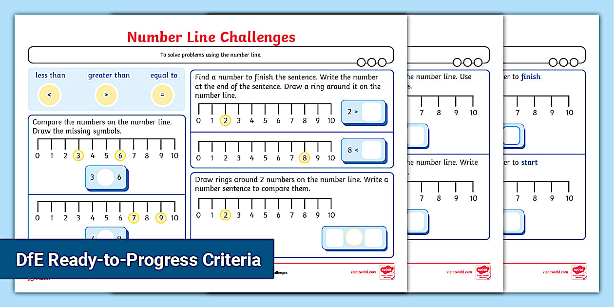 👉 Number Line Challenges Differentiated Worksheets