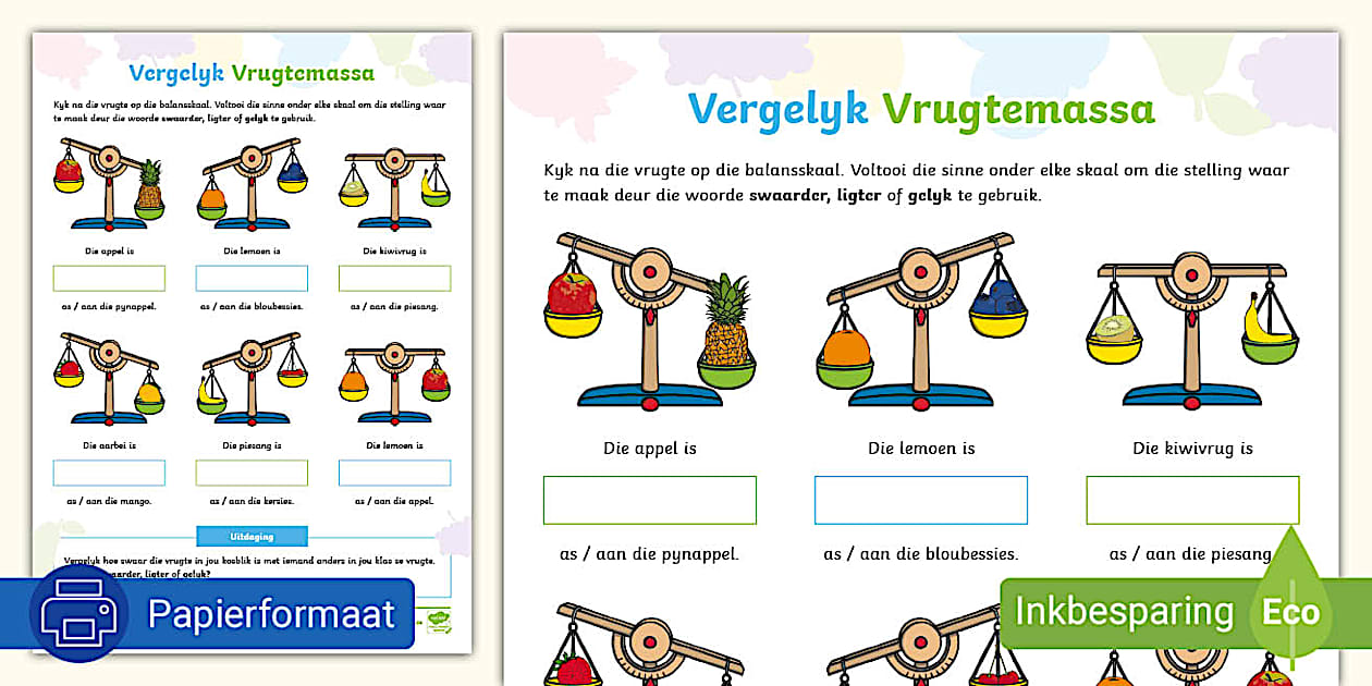 Vergelyk Vrugtemassa (Teacher-Made) - Twinkl