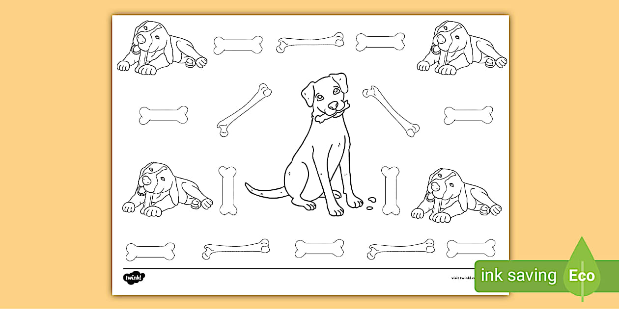 Dog Bone Doodle Colouring Page (teacher made) - Twinkl