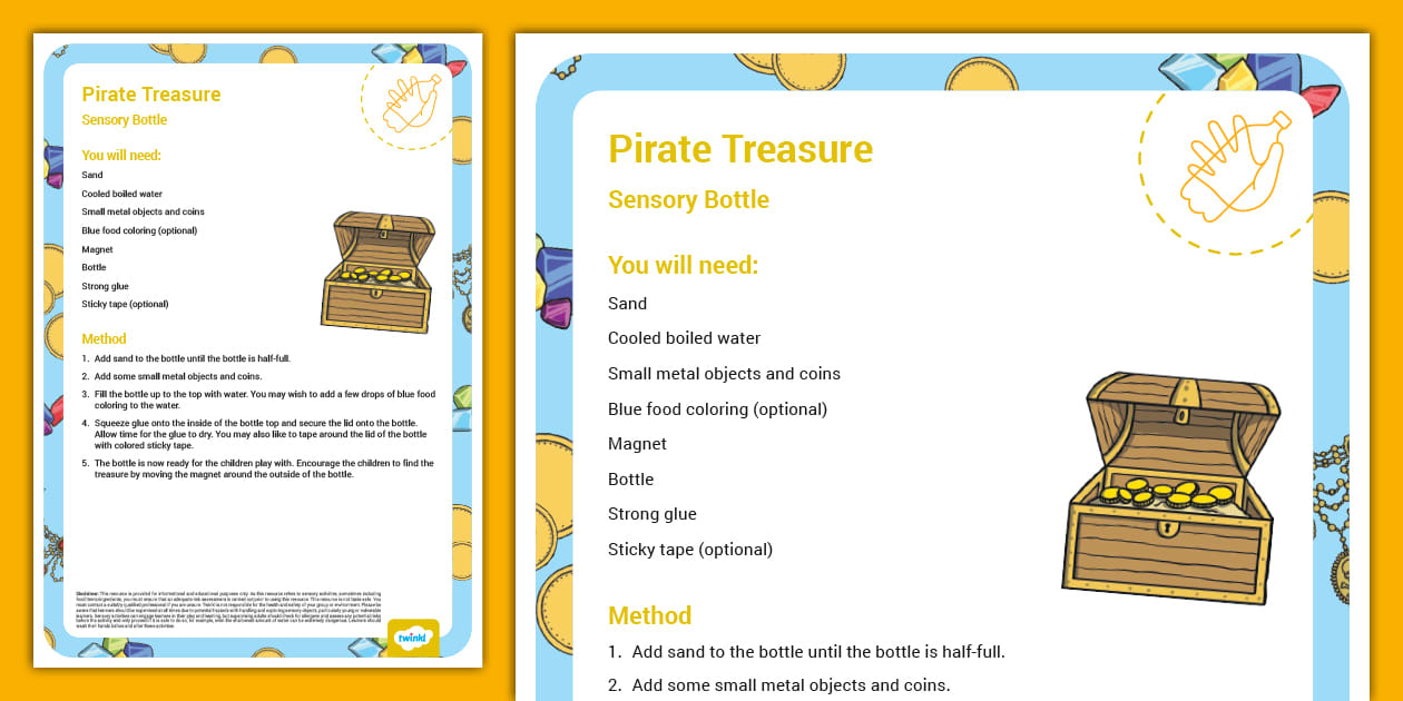 Pirate Treasure Sensory Bottle Worksheet (teacher made)