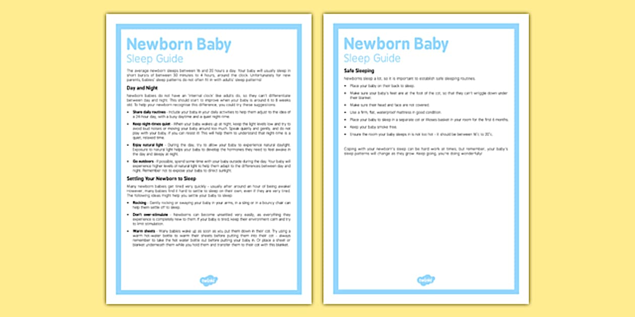 Black and White Newborn Baby Sleep Guide - Twinkl