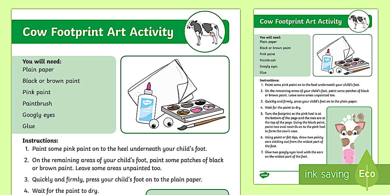 Cow Footprint Art Activity (Teacher-Made) - Twinkl