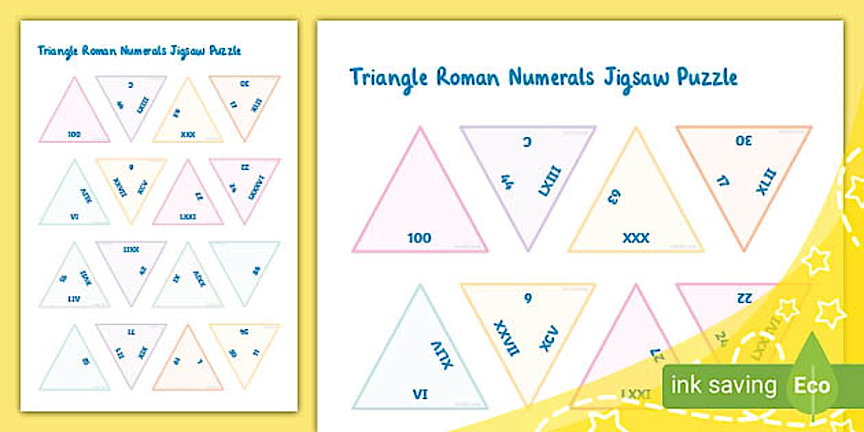 Triangle Roman Numerals Jigsaw Puzzle (Ages 8 - 9) - Twinkl