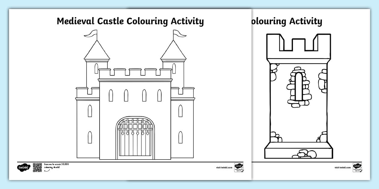 Medieval Castle Drawings: Colouring Activity for Children