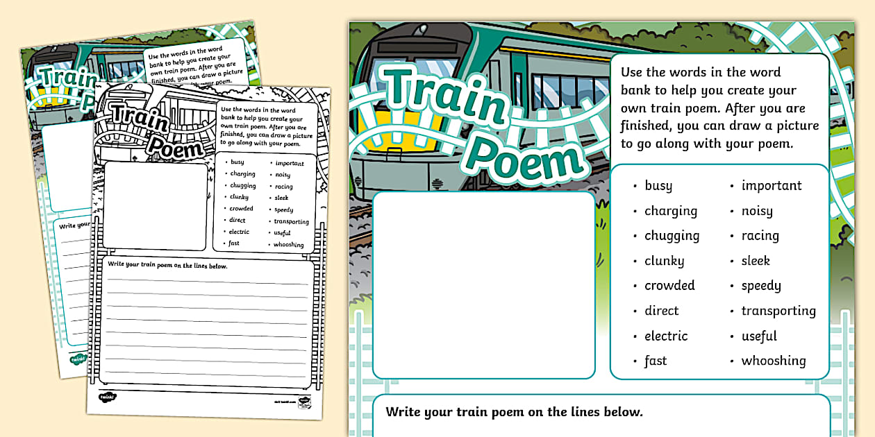 Train Poem Writing Template (teacher made) - Twinkl
