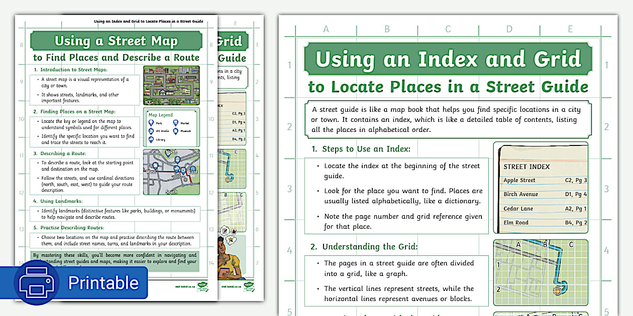 Using an Index and Grid to Locate Places in a Street Guide