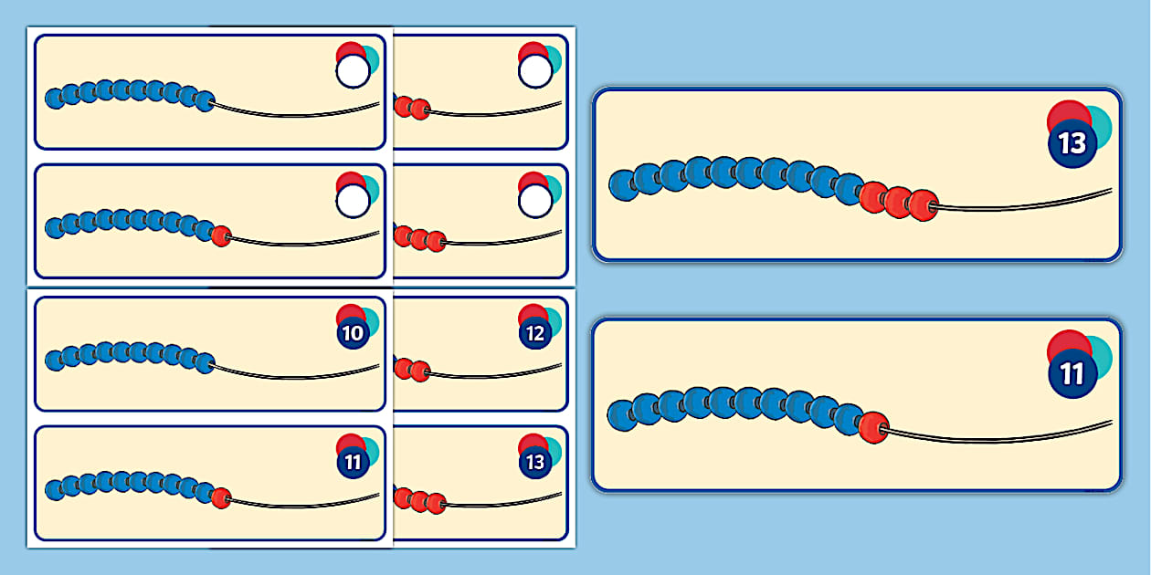 👉 Building Numbers 10-13 Bead String Cards | Twinkl