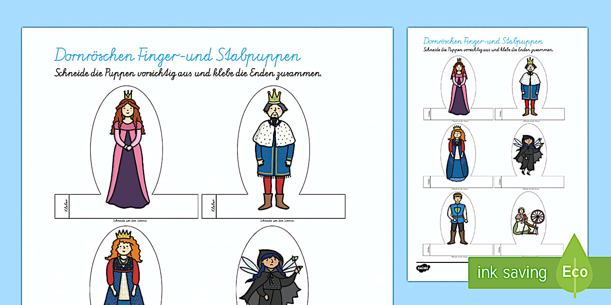 Dornröschen Rollenspiel: Finger- und Stabpuppen zum Märchen