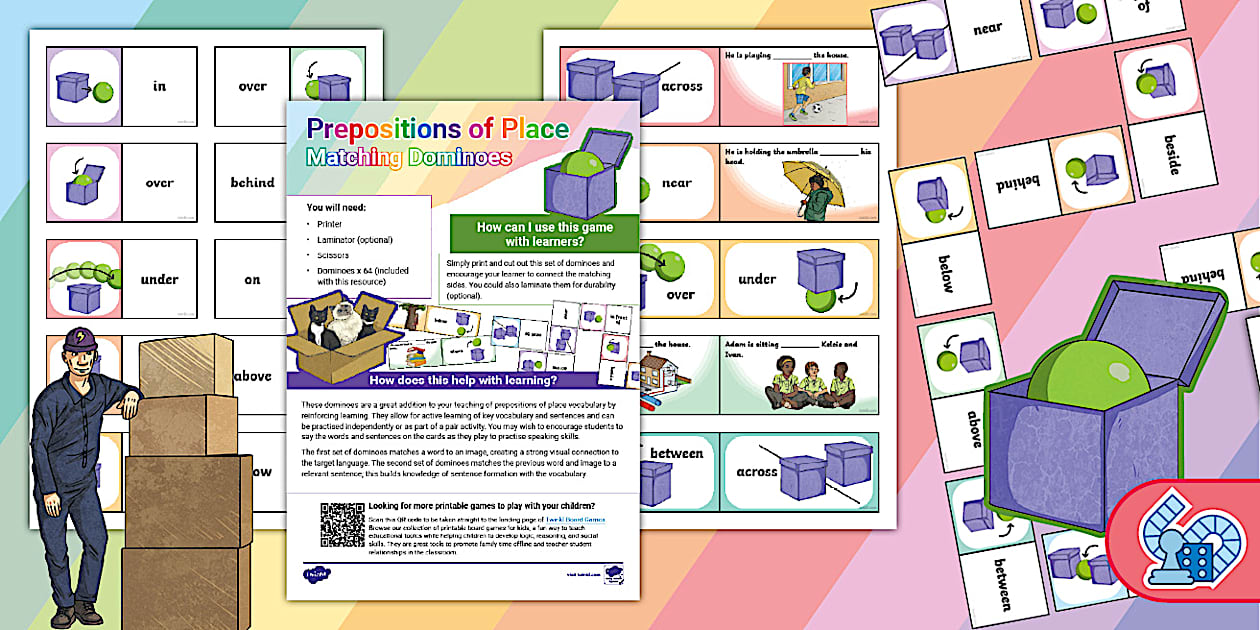 Prepositions of Place Matching Dominoes Game for Learners of EAL