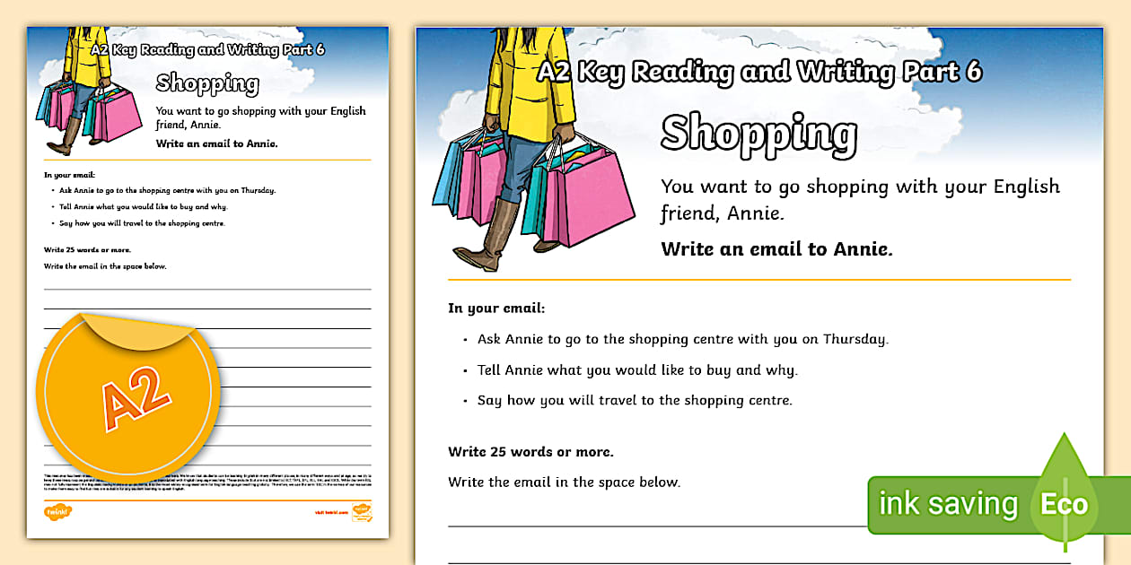 A2 Key Ket Reading And Writing Part 6 Shopping