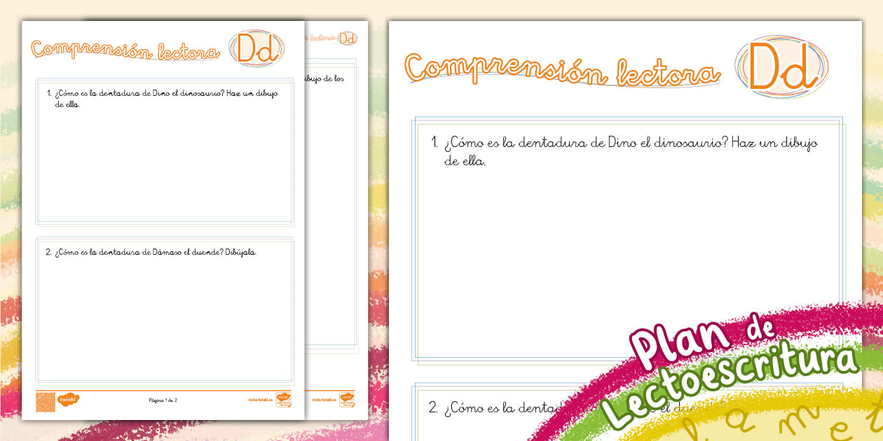Plan de lectoescritura: La letra D - Comprensión lectora