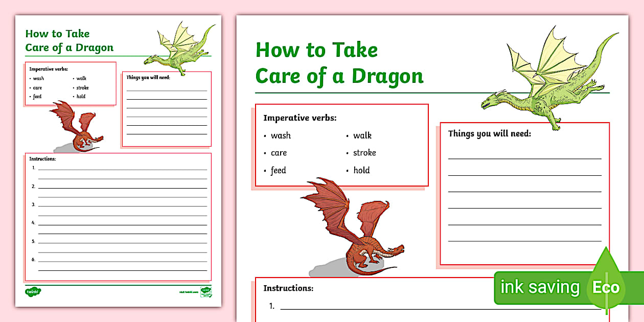 How to Take Care of a Dragon Instructions Template,Dragons