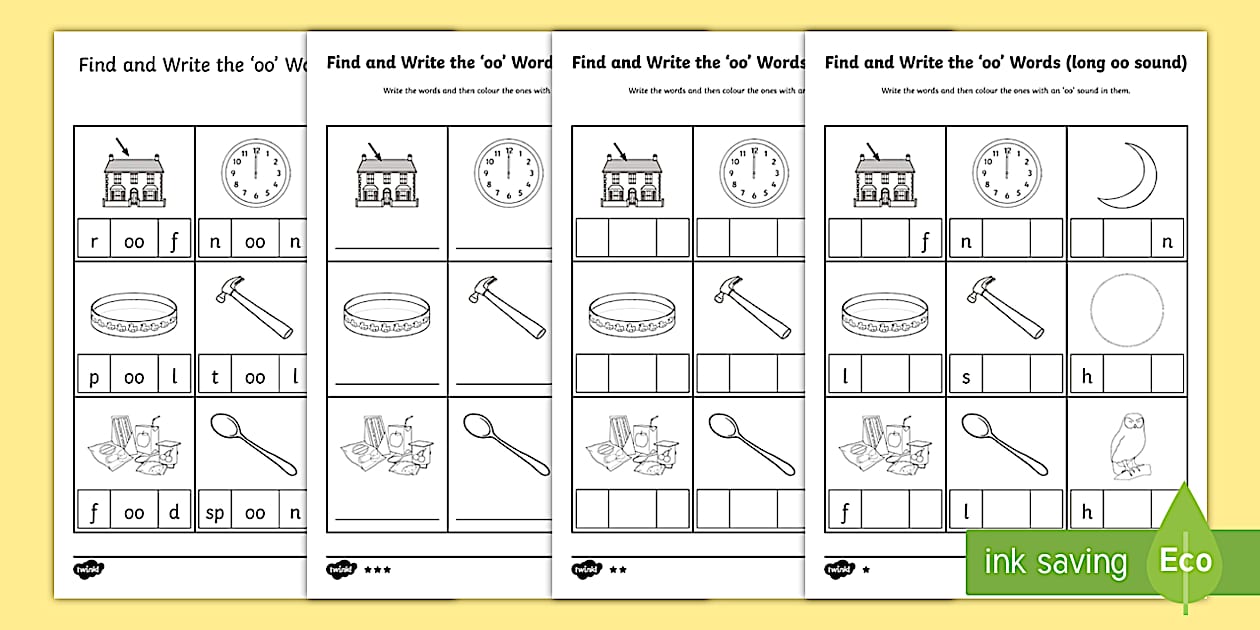 NSW Write the Long oo Sound Words Differentiated Activity Pack