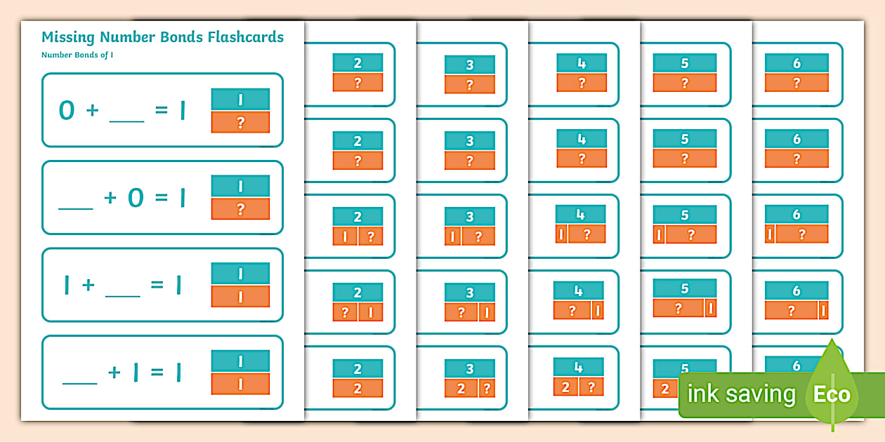 👉 Missing Number Bonds Flashcards (teacher made) - Twinkl
