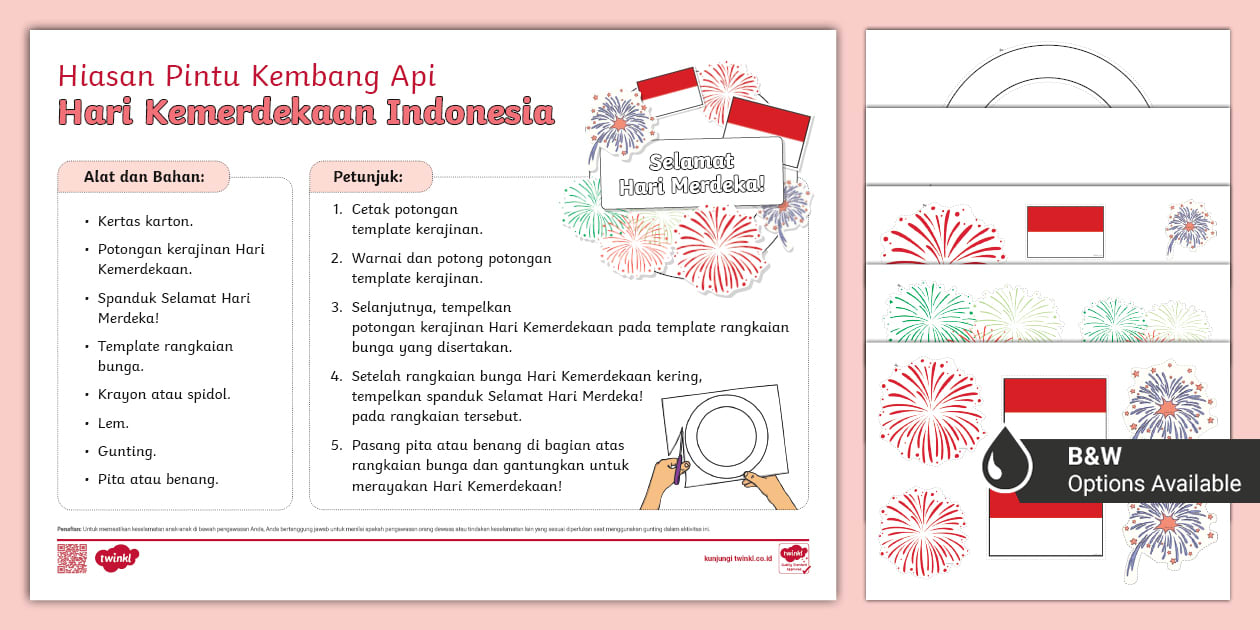 Hiasan Rangkaian Bunga Kembang Api Kemerdekaan Indonesia