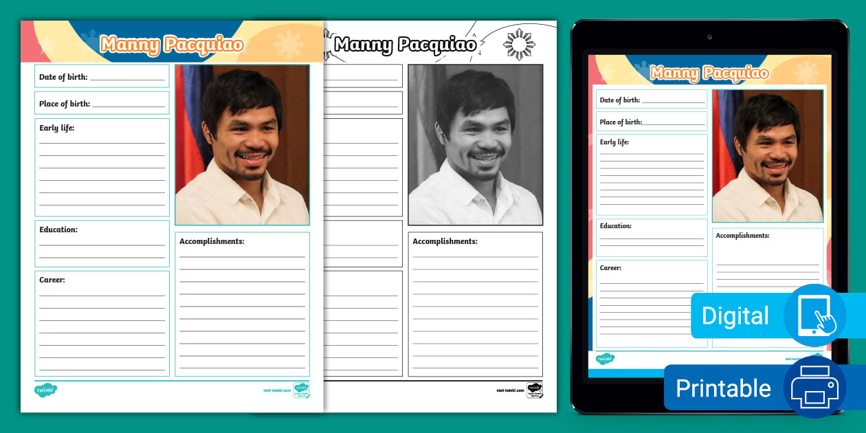 All About Manny Pacquiao Research and Write Worksheet