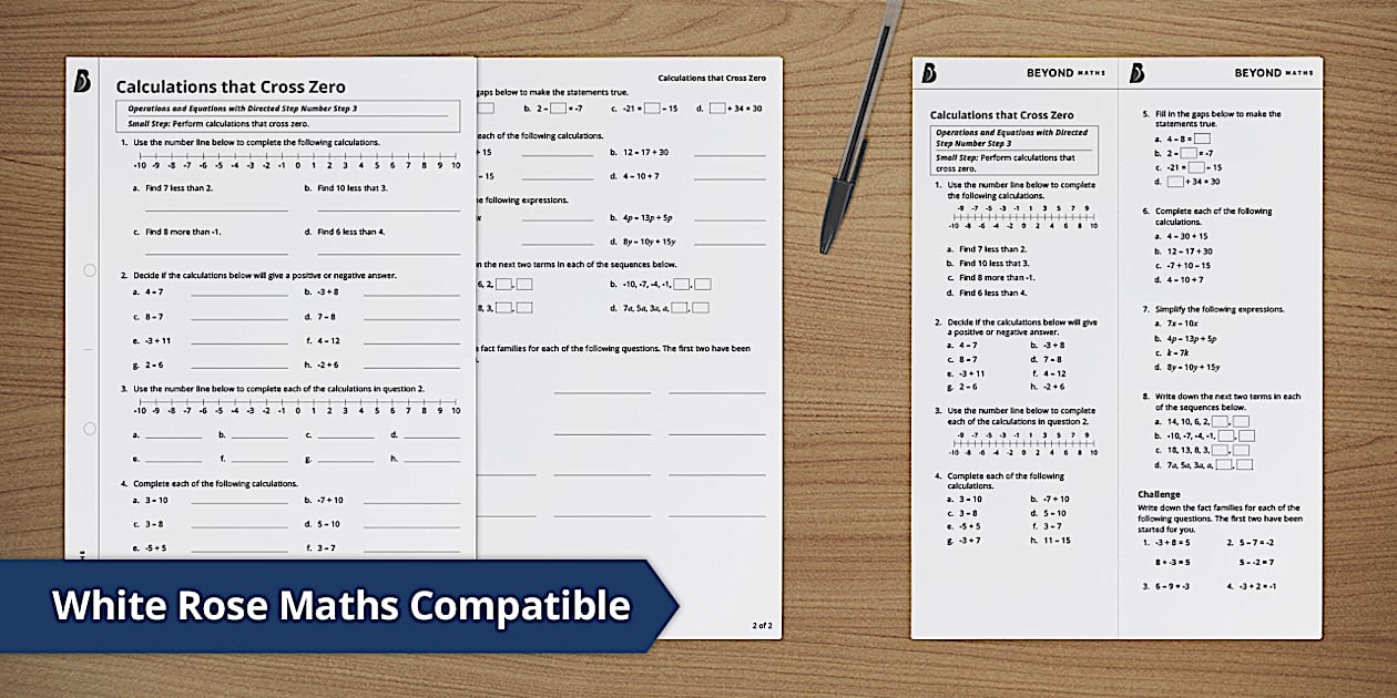👉 Calculations that Cross Zero (teacher made) - Twinkl