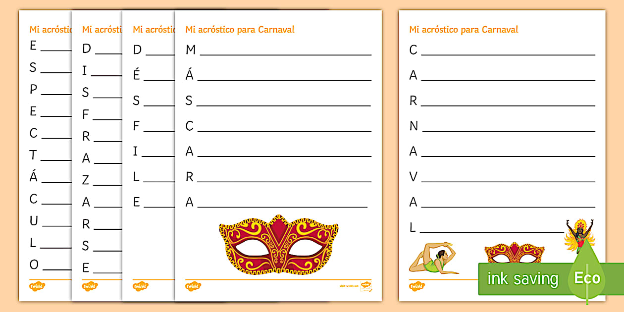 Carnival Acrostic Poem Spanish (teacher made) - Twinkl