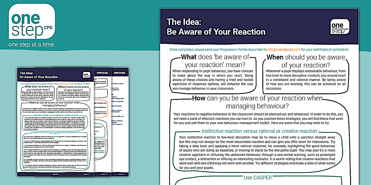 Be Aware of Your Reaction | Positive Behaviour Management