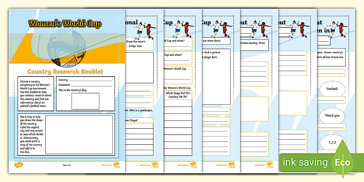 Women’s World Cup Booklet for Research (teacher made)