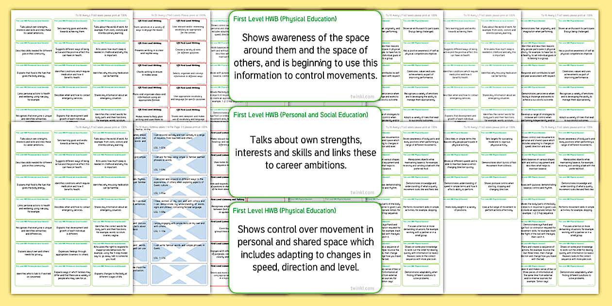 CfE First Level Benchmark Assessment Stickers Resource Pack