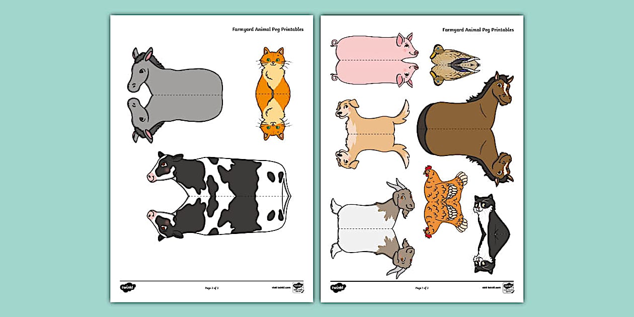 Printable Farm Animals | Peg Toys | Twinkl (teacher made)