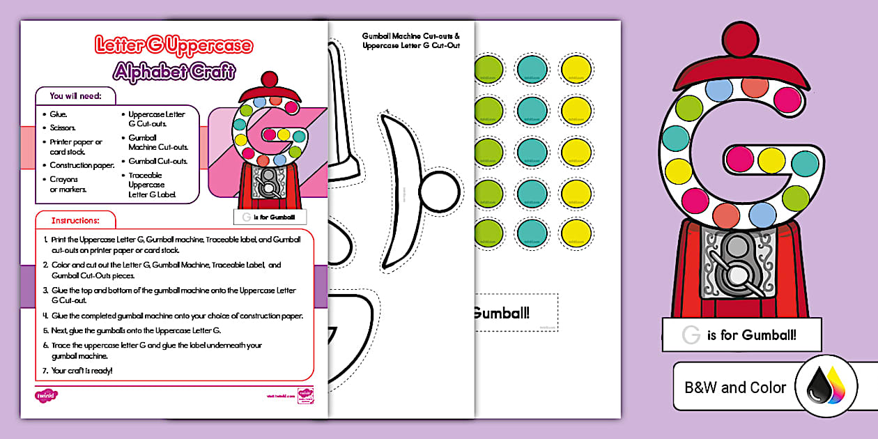 Letter G Uppercase Alphabet Craft