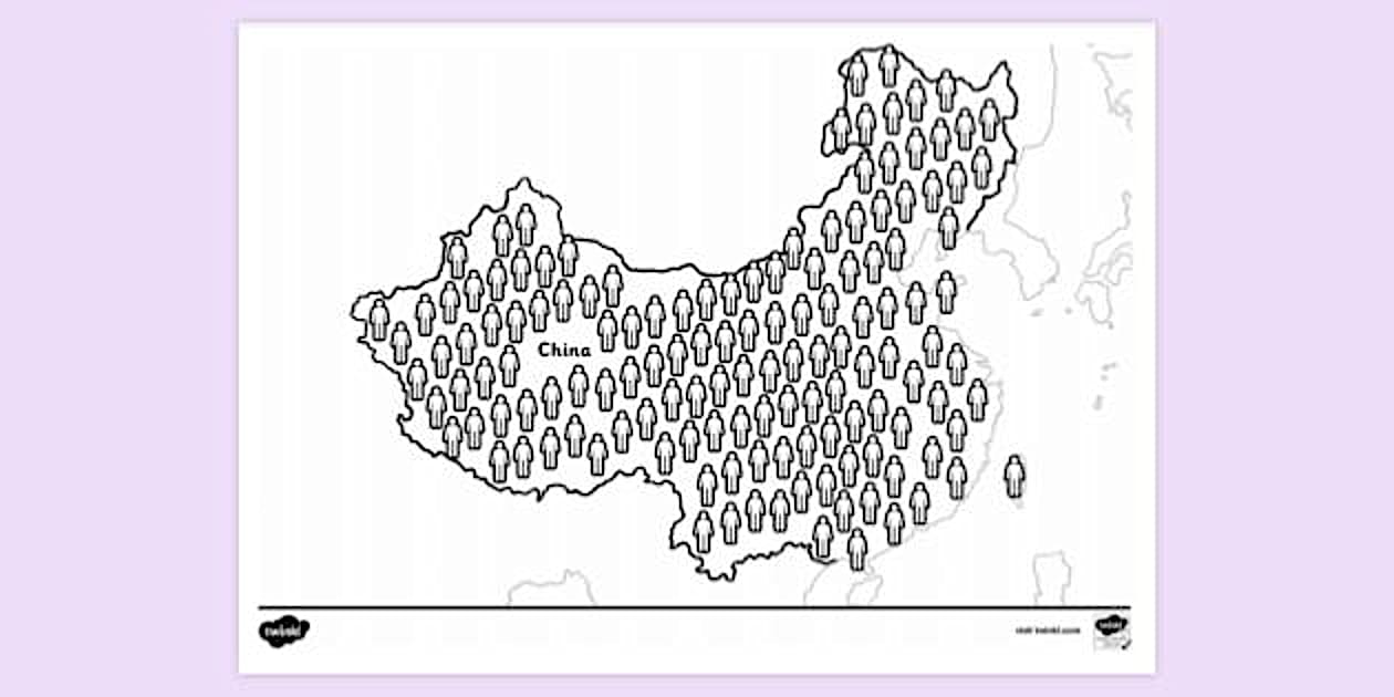 China with Population Colouring | Colouring Sheets - Twinkl
